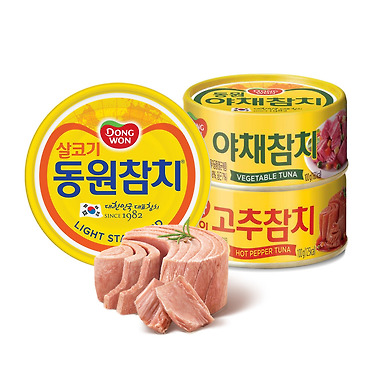 [동원] 동원참치 150g x 8캔 라이트/고추/야채/마일드/DHA/매운고추/김치찌개 | 톡딜