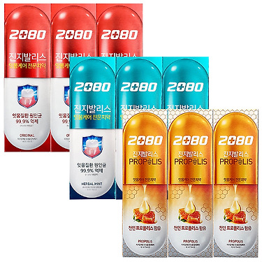 애경 2080 진지발리스 치약 120g x 9개 택1 | 톡딜