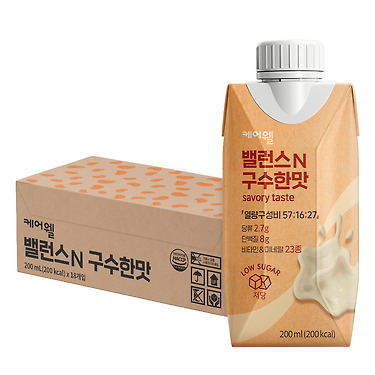 [공식] 케어웰 밸런스N 구수한맛 200ml 18팩 식사대용 균형 영양식 환자 유동식 노인 건강식 영양보충 음료 | 톡딜